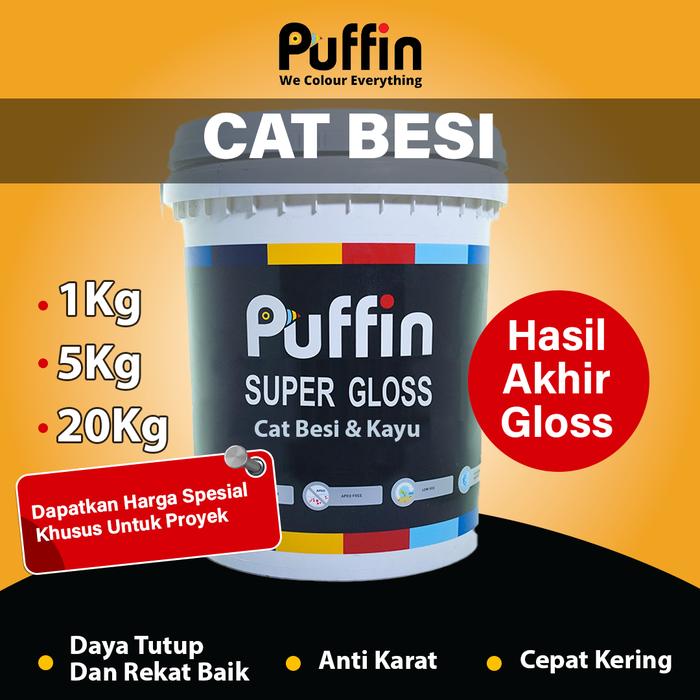 Jual Cat kayu besi PUFFIN ALKYD SUPER GLOSS ENAMEL - White, 1 Kg ...