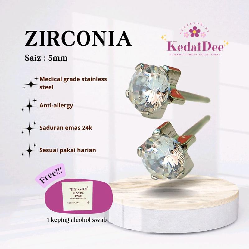 5MM CZ DIAMOND GOLD Subang Tindik Kedai Emas QPP Medical Grade - TikTok ...