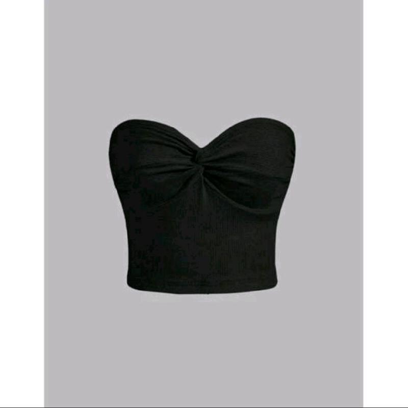 [ august ] kemben wanita rib hitam cute coquette sfyle tube Crop Dewasa ...