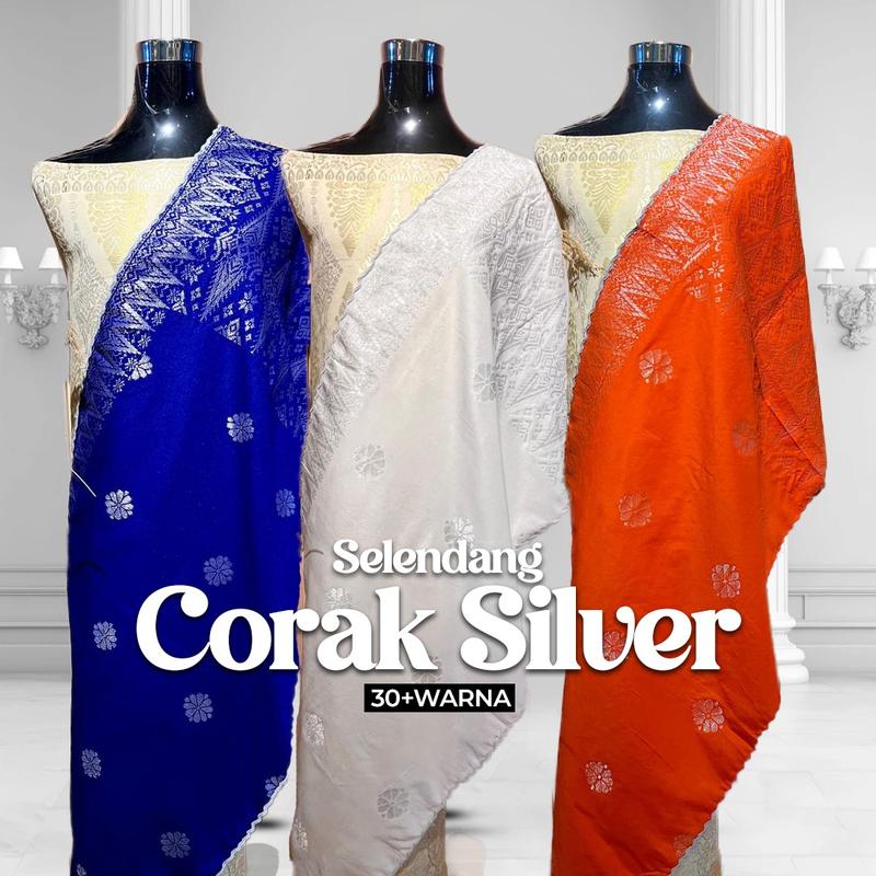 Selendang Ber Corak BUNGA SILVER | By Songket Majestic | Scarves ...