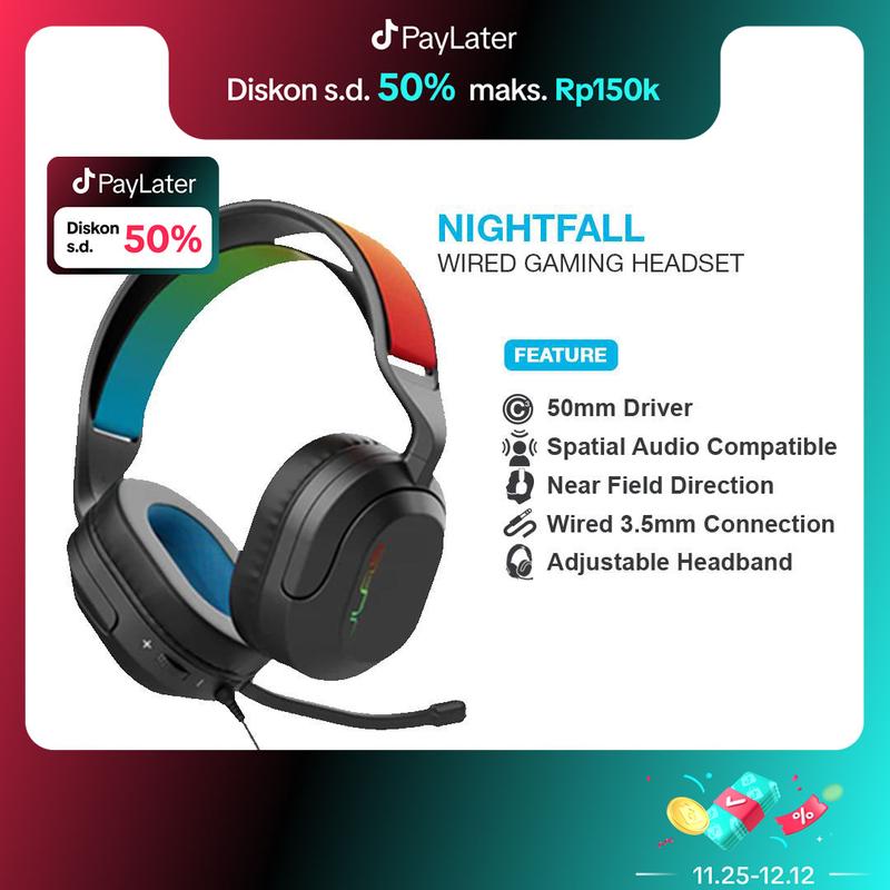 [Headset Gaming] JLab Nightfall Wired Gaming Headset Noise Cancelling ...