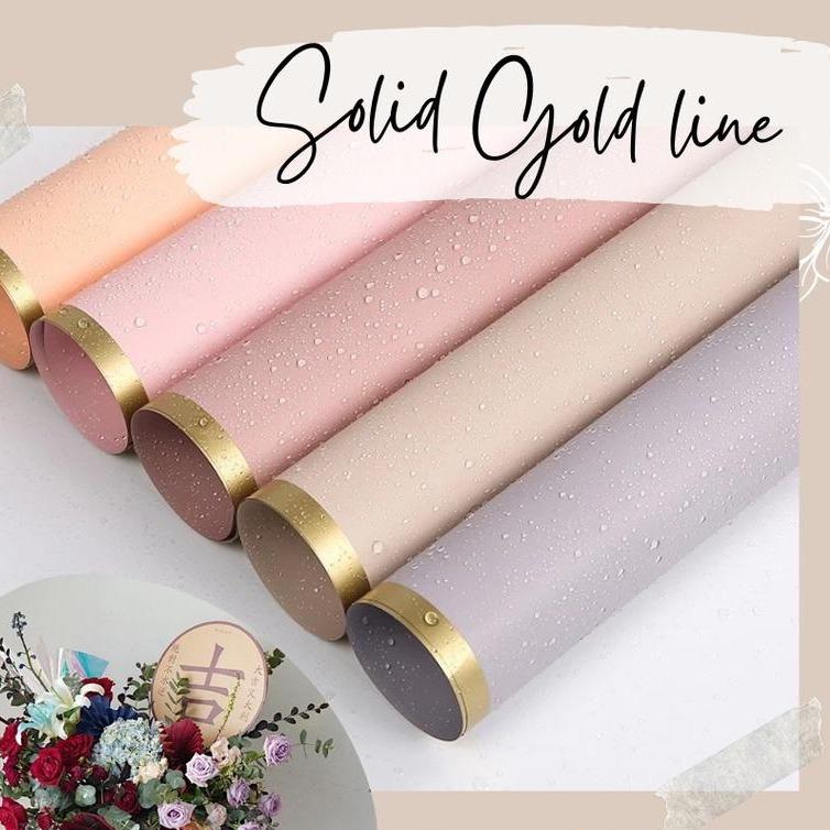 (ECER) FLOWER WRAPPING SOLID GOLD LINE COLOR CELLOPHANE KERTAS - Shop | Tokopedia