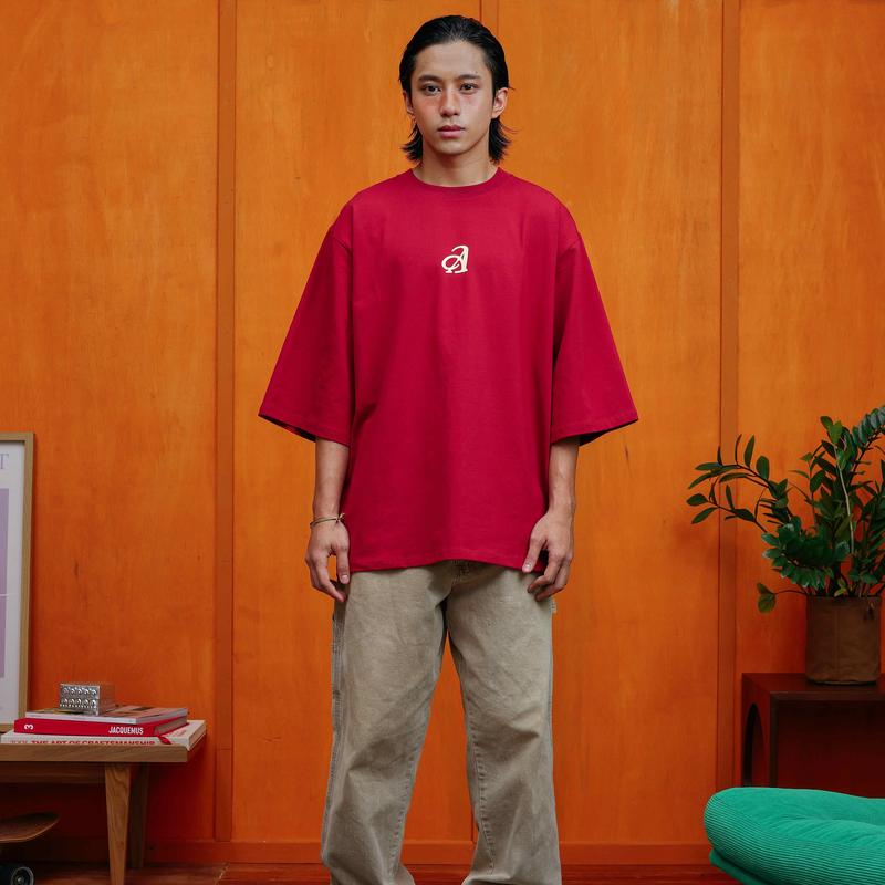 Asly Aura Basic in Burgundy Short Sleeve - TikTok Shop Malaysia