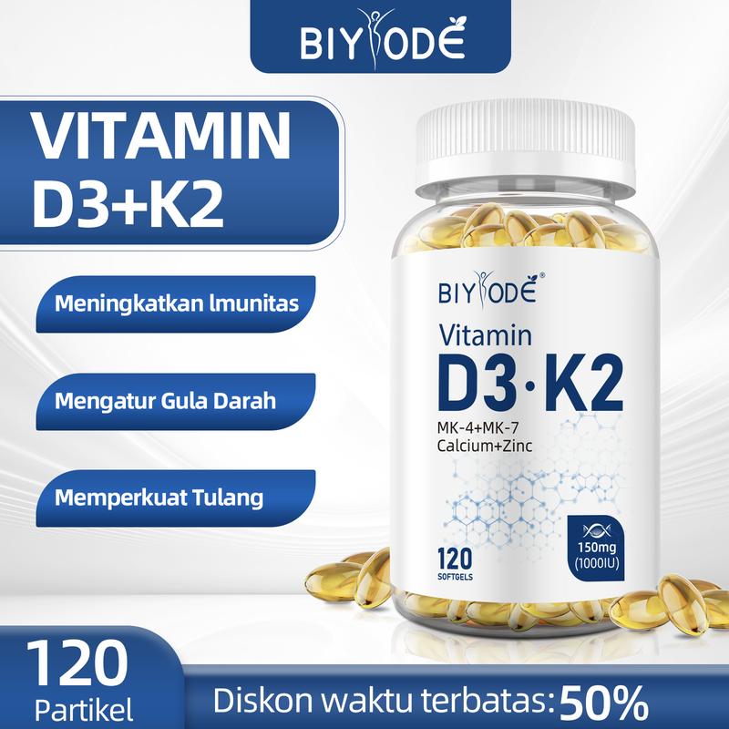 BIYODE Vitamin D3 + K2 Kapsul lunak d3 k2 supplement Mk-7 Mk-4 - Shop | Tokopedia