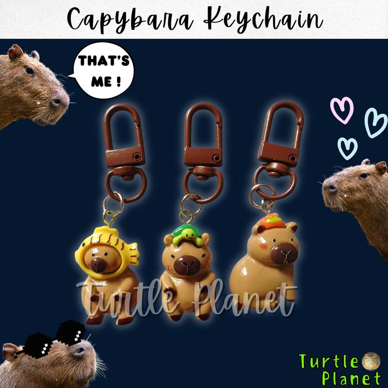 Turtle Planet Capybara Keychain Lucu Aksesori Capybara Keychain ...