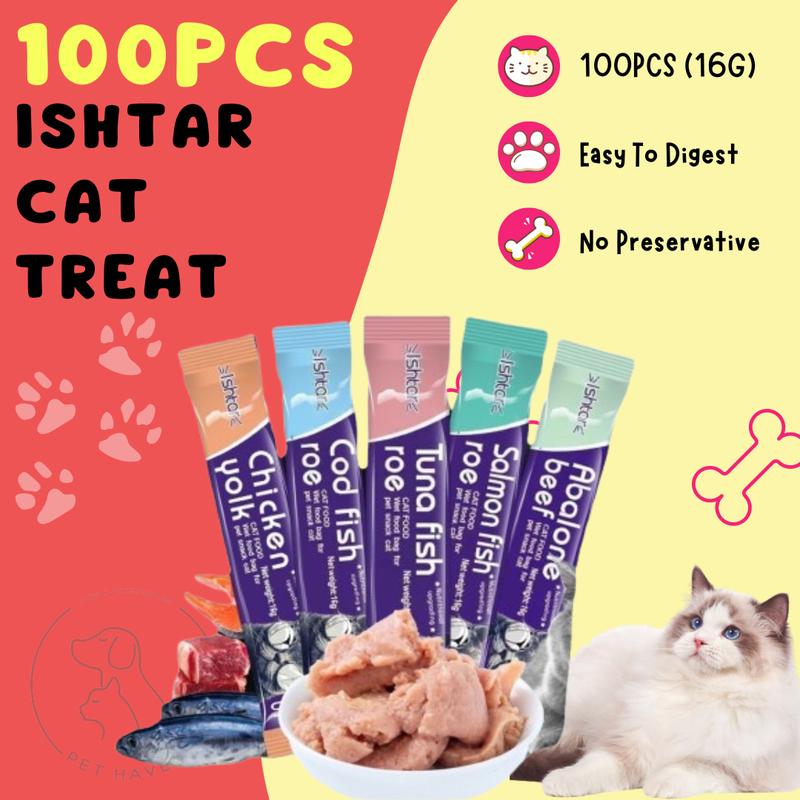ISHTAR (100 PCS) Jajan Kucing Snek Makanan Ringan Kucing Snack - TikTok ...
