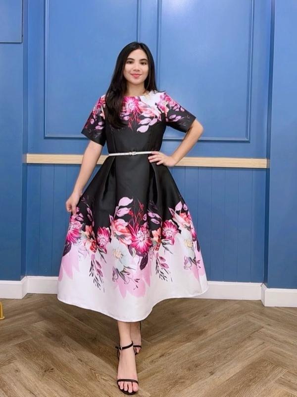 Emma.Butik E00431 Midi Dress Gaun Pesta Wanita Mewah Glamor Gereja ...