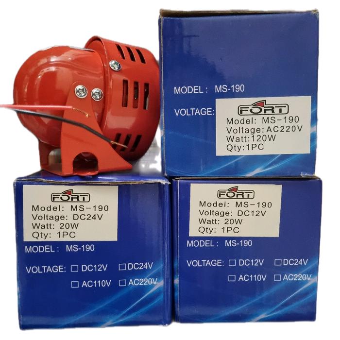 Jual Motor Sirine / Siren MS-190M Size 3" 220VAC, 24 VDC, 12VDC FORT ...