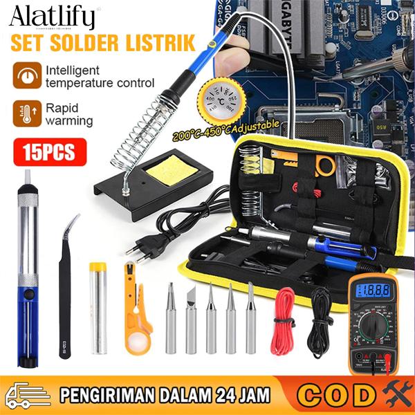 Promo [Solder Listrik 60W] Set 15 dalam 1 Peralatan Penyolderan ...