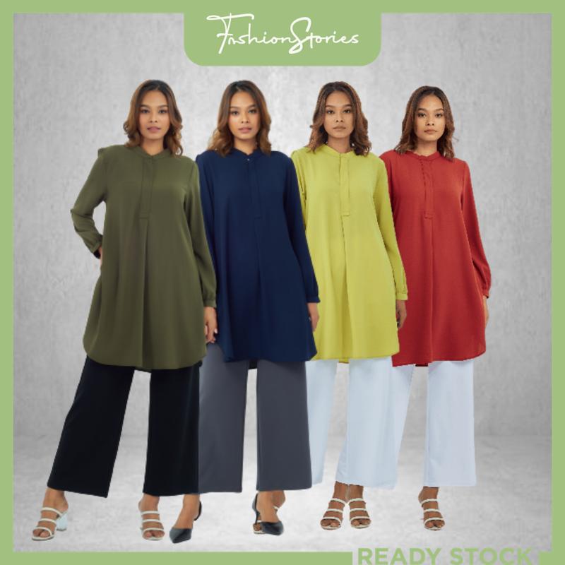 RAYNA HIDDEN ZIP LONG BLOUSE 3408 Shirts Tops - TikTok Shop Malaysia