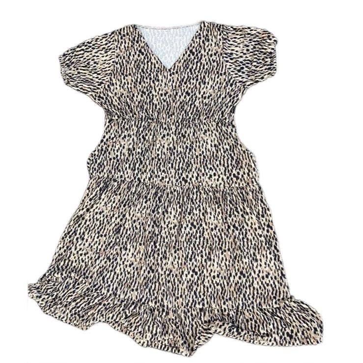 XL-3XL Super Comfy Leopard Prints Short Sleeved Flare Dress Elastic ...