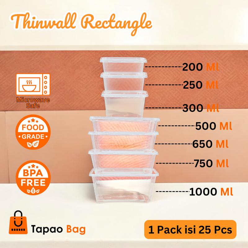 [ISI 25PCS] Thinwall Rectangle | Food Container | Kotak Maka - Shop ...