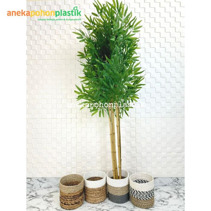 Jual Pohon Daun Bambu Hijau Latex Artificial Pot Dasar Cover Pot ...
