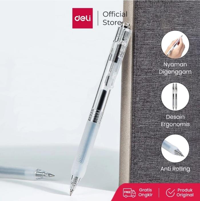 Jual Deli Pulpen Gel / Gel Pen 0.5mm Penulisan Lancar A575 Hitam ...