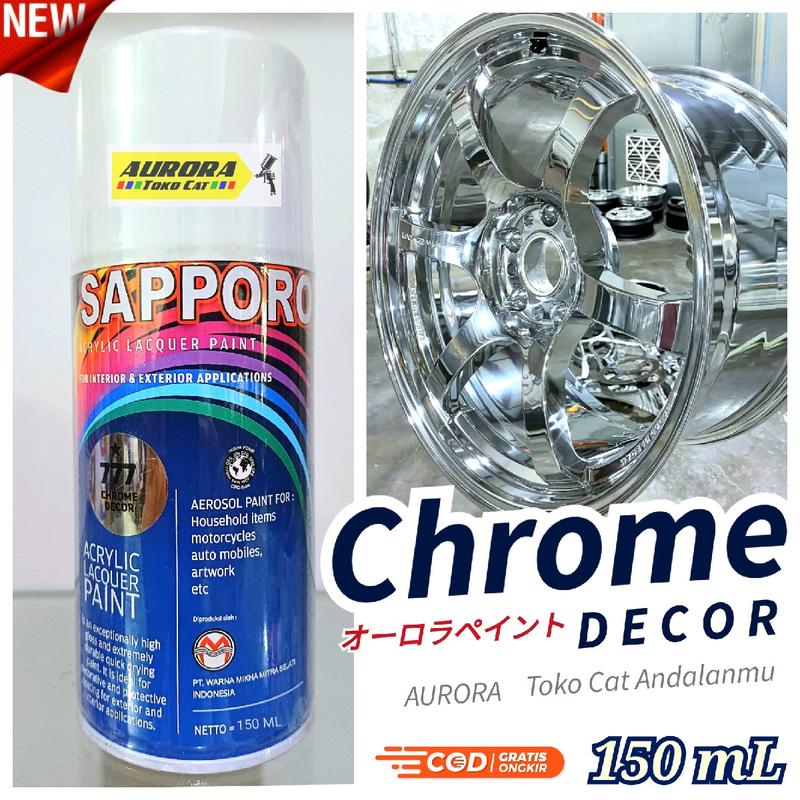 Cat Crom SAPPORO Chrome Decor 777 Saporo Krom 150mL - Shop | Tokopedia