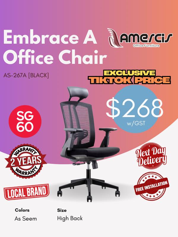 Amercis Mid Back Embrace A Mesh Chair AS-267A - TikTok Shop Singapore