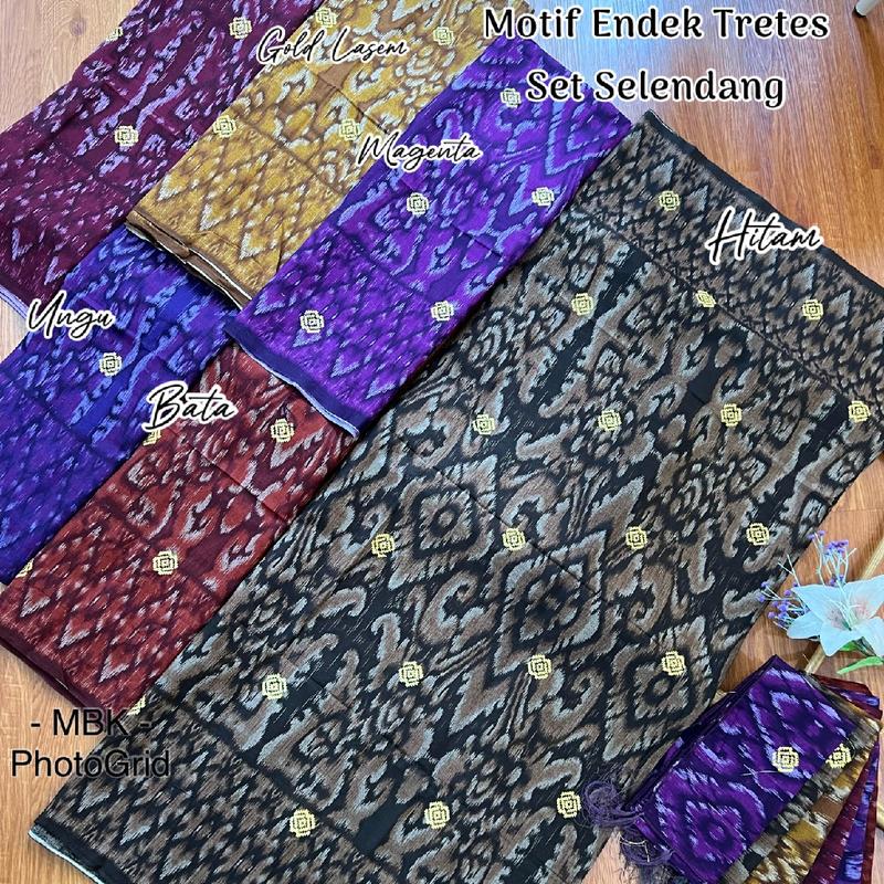 KAMEN LEMBARAN BALI KATUN MOTIF ENDEK TRETES SET SELENDANG - Shop ...