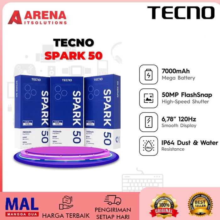 Jual TECNO SPARK 50 4GB 128GB || 7000mAh Mega Battery, 50MP AI Camera ...