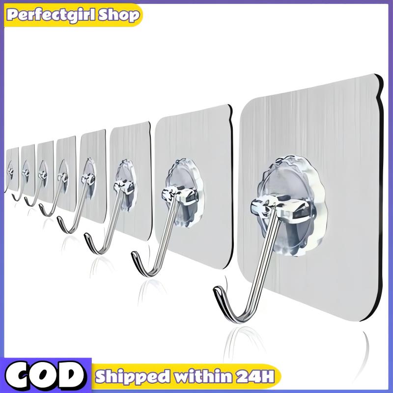 【COD】Transparent Adhesive Wall Hooks for Bathroom and Kitche - TikTok ...