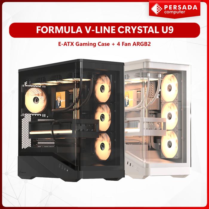 Jual Formula V-Line Crystal U9 E-ATX Gaming Case + 4 Fan ARGB - hitam ...