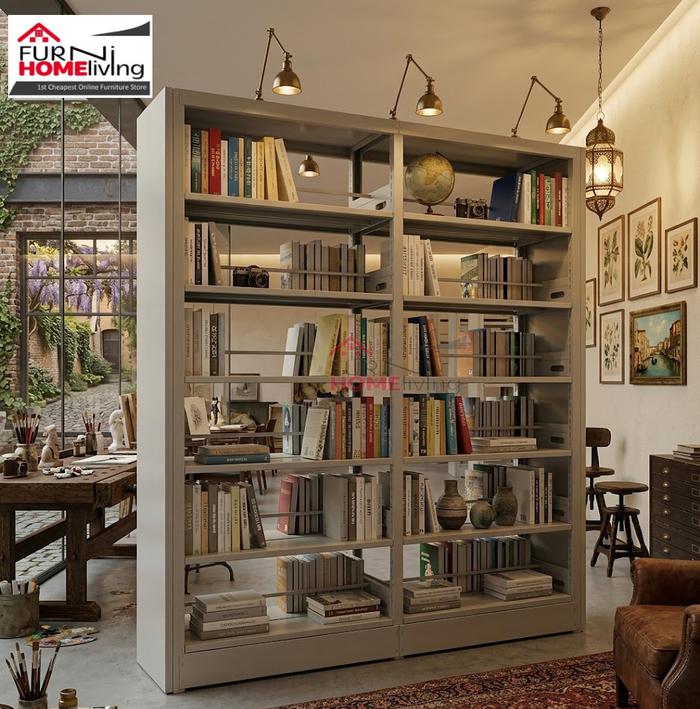 Jual Book Shelf Shelving Besi Rak Rack Buku Perpustakaan 2 Hadap HBS ...
