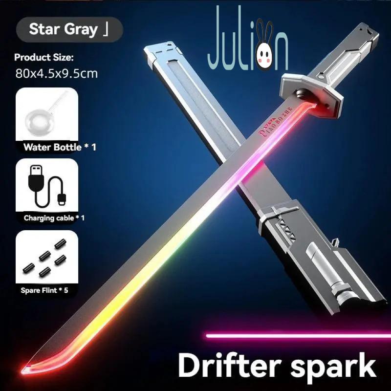 Cyberpunk Neon Sword Lightsaber Toy 31.5" Spark Blade Sound - TikTok ...