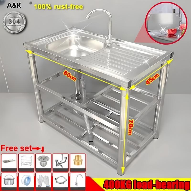 Kitchen sink set single sink stainless steel sink outdoor sink - TikTok ...