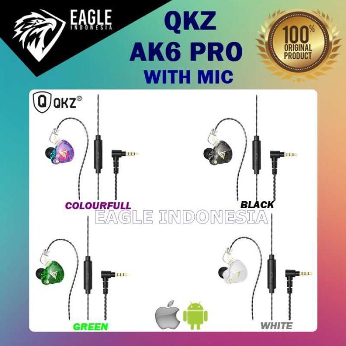 Jual QKZ AK6 PRO HIFI Bass Headphones Detachable Wire WITH MIC - BLACK ...