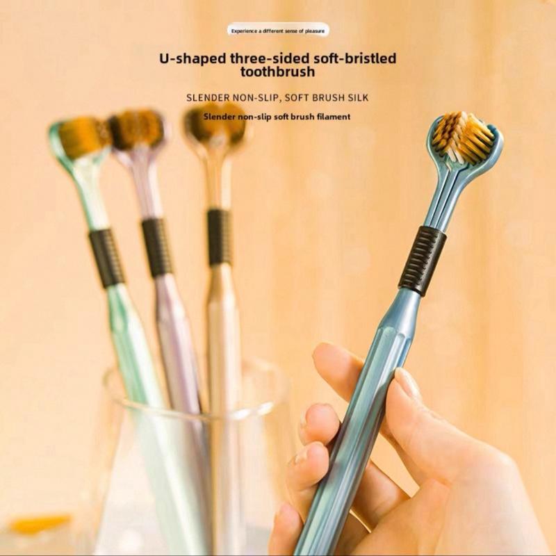 Three-Sided Toothbrush for Adults, Soft-Bristled Toothbrush for ...