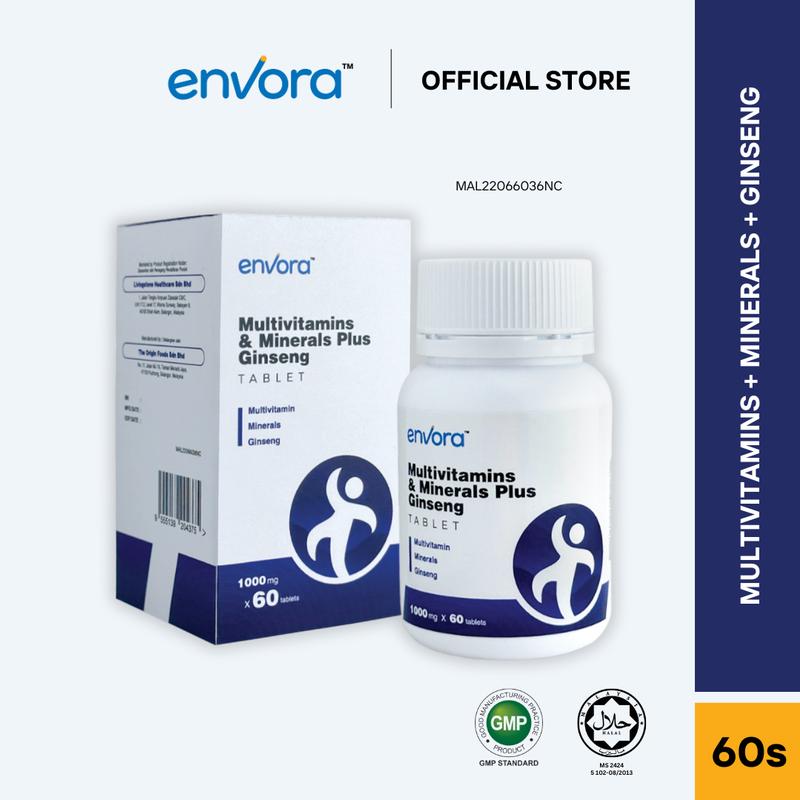 Envora Multivitamins & Minerals Plus Ginseng 60s - Suplemen Vitamin ...