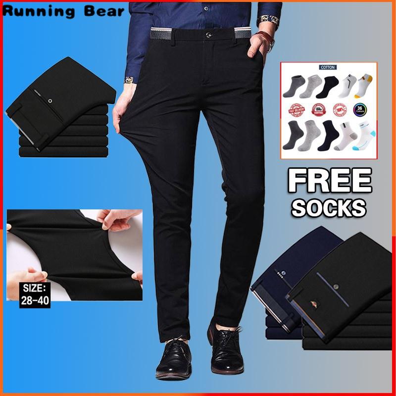 RUNNINGBEAR Seluar Formal Lelaki, Slim Fit, Sesuai Pejabat Nipis, Boleh ...