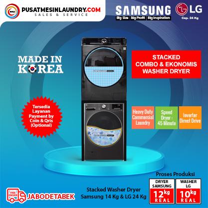 Jual LG Mix Set Stack Mesin Cuci 24kg & Mesin Pengering Gas 14kg LGSG24 ...
