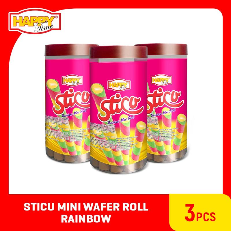 Happy Time Sticu Mini Wafer Roll Rainbow 1 Pack isi 3 Toples - Shop ...
