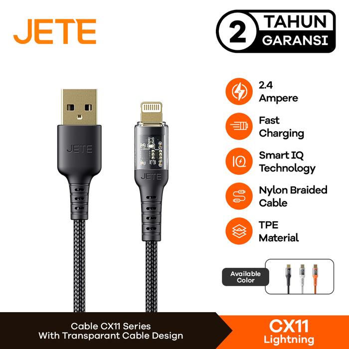 Promo Kabel Data JETE CX11 USB A to Type C To C to Micro to Lightning ...