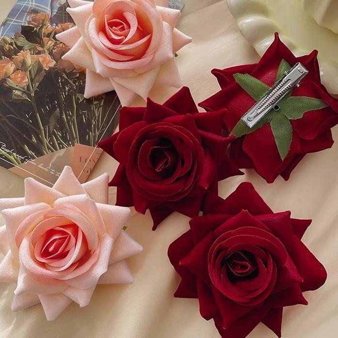 Klip Rambut dan Kerongsang, Rekaan Mawar Merah, Serbaguna, Klip Bunga ...