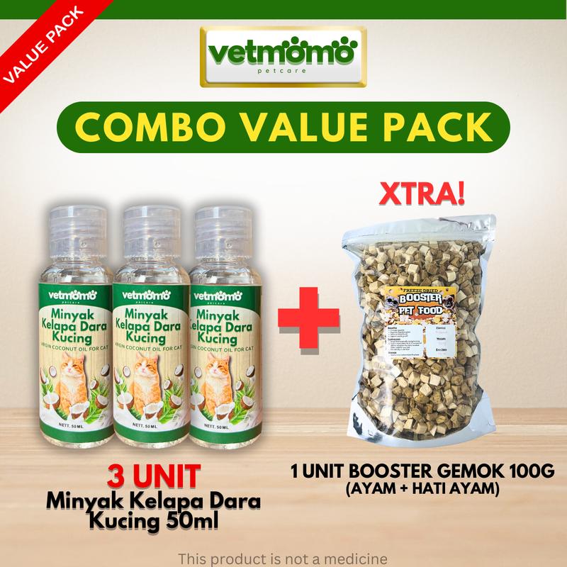 Vetmomo VCO + Booster Gemok Kucing Value Pack Virgin Coconut - TikTok ...