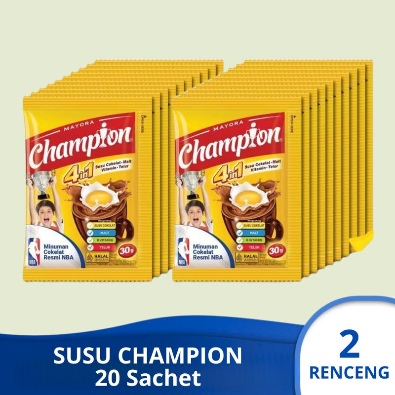 (PAKET 2 RENCENG) CHAMPION Susu Cokelat Renceng isi 20 Sachet - Shop ...
