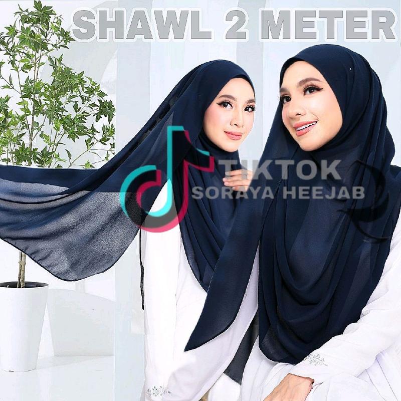 [2 Meter Panjang ] Shawl Labuh Moon Curve Chiffon / Shawl Chiffon ...