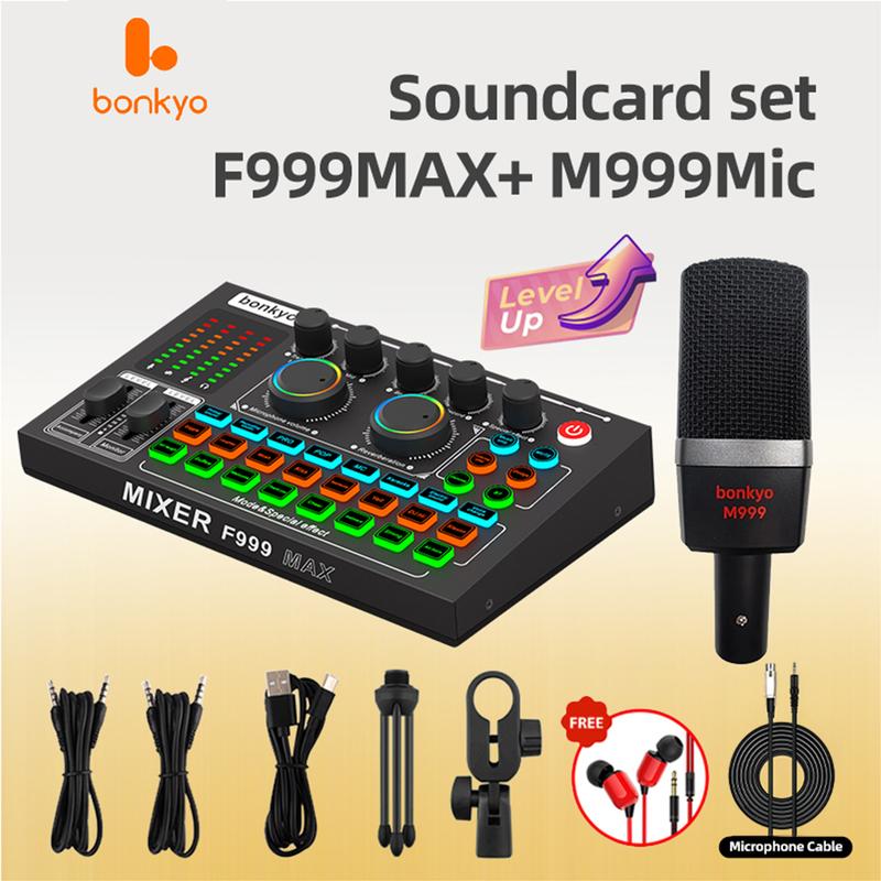 Soundcard bonkyo F999max +M999 Microphone Kit Audio Mixer Vocoder Mixer ...