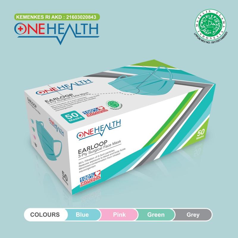 MASKER MEDIS ONEHEALTH EARLOOP 3-PLY SURGICAL FACE MASK - Shop | Tokopedia