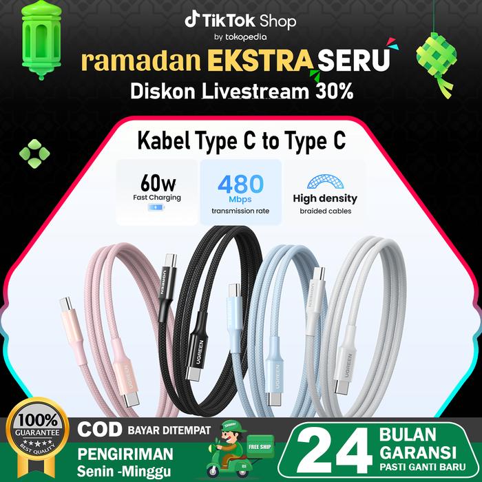 Promo UGREEN Kabel Data iPhone 15 16 Pro Max PD Type C Fast Charging ...