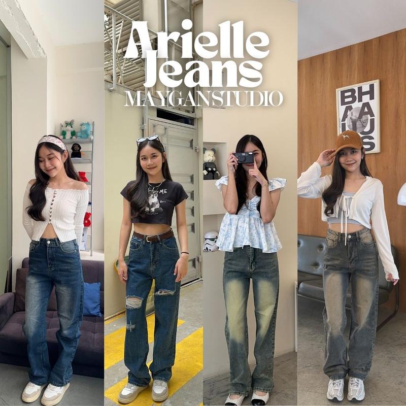 MAYGAN studio กางเกงยีนส์ขายาว เมแกน Arielle Jeans กระบอกเล็ - TikTok ...