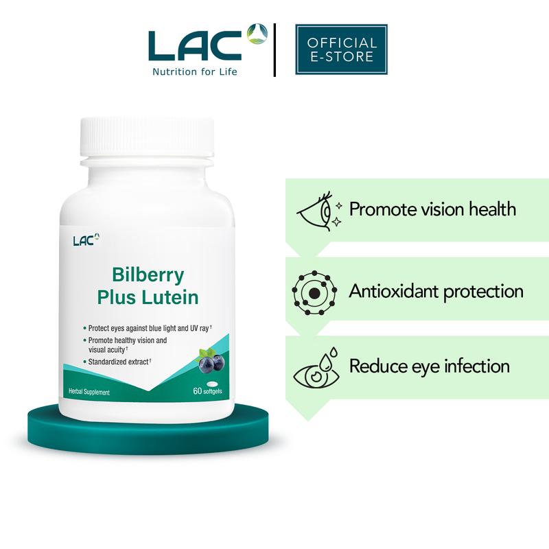 LAC Bilberry Plus Lutein 60mg (60 softgels) - antioxidant relieve ...