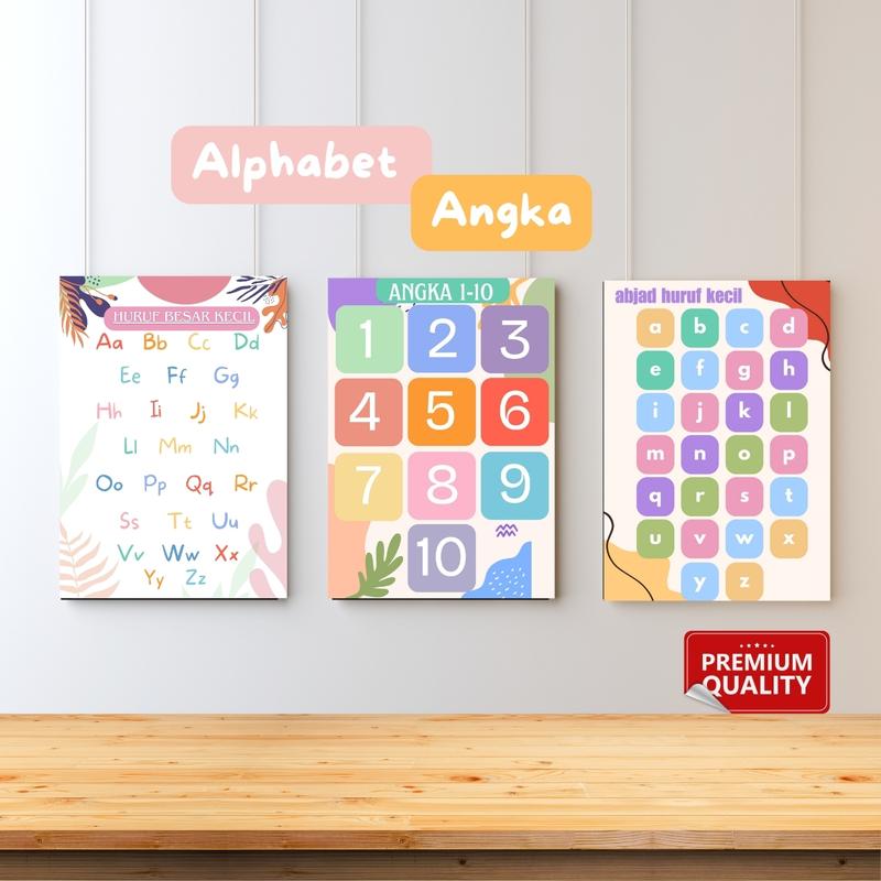 PREMIUM Poster Aesthetic Seri Abjad Alfabet Angka Belajar Anak - Shop ...