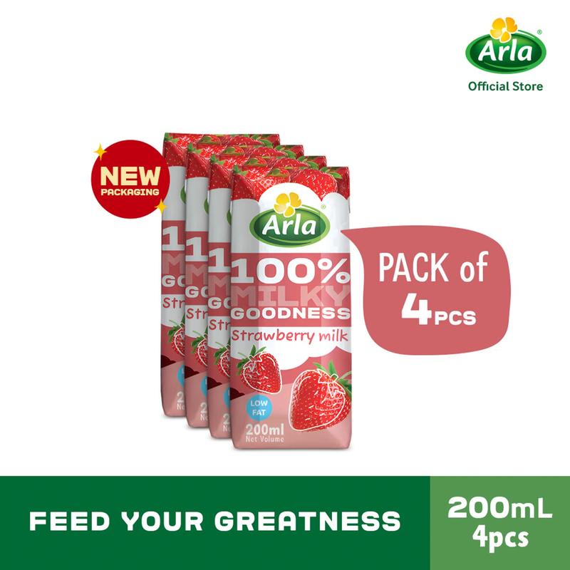 Arla Strawberry Milk 200ml 4-Pack - TikTok Shop Philippines