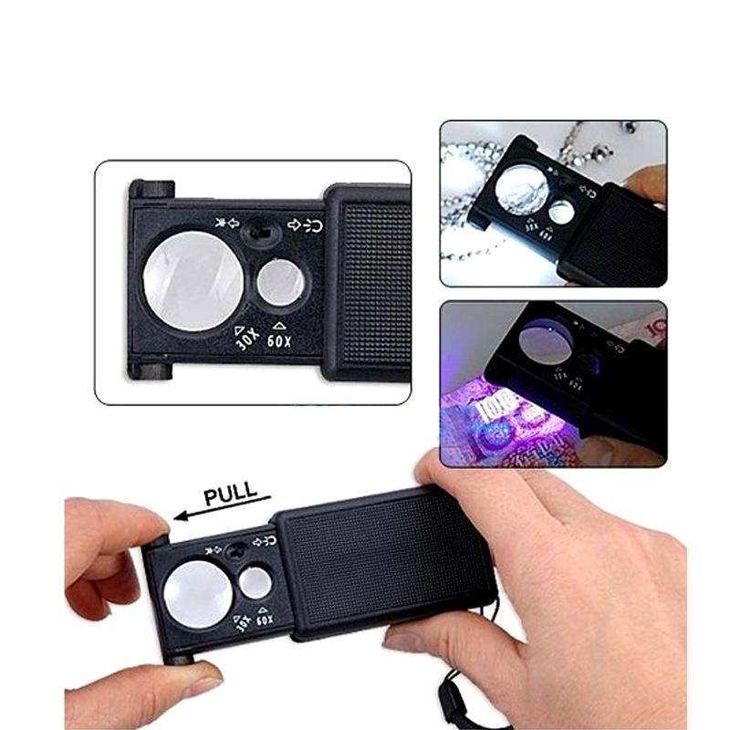 30X 60X Pull-type Jewelry Magnifier Mini Pocket Hand Magnifying ...