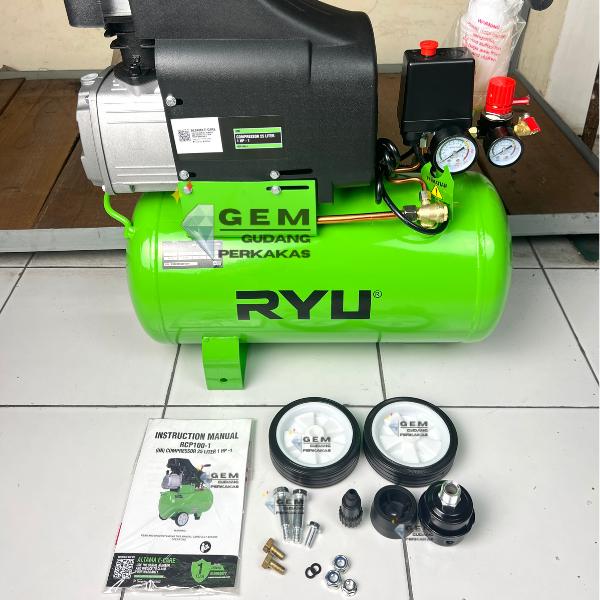 Jual Ryu Compressor RCP100-1 1 HP Mesin Kompressor Hijau 25 Liter RCP ...