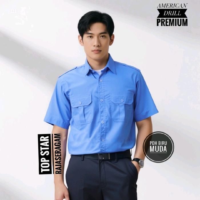 Jual Seragam Baju Biru Muda Pangkat Kemeja Pendek Trans Net TV PDH PDL ...