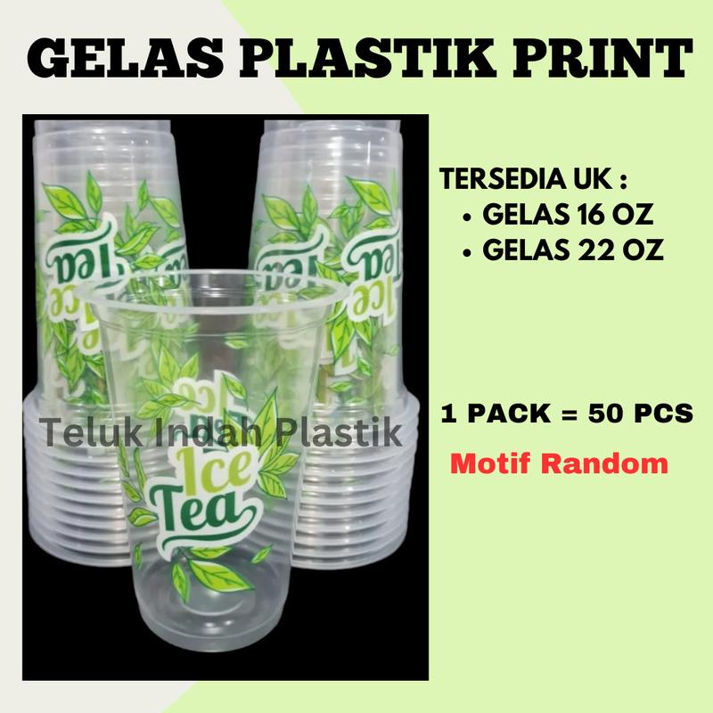 Cup Gelas 16 Oz Dan 22 Oz Datar PET Printin / Gelas Cup Kopi - Shop ...