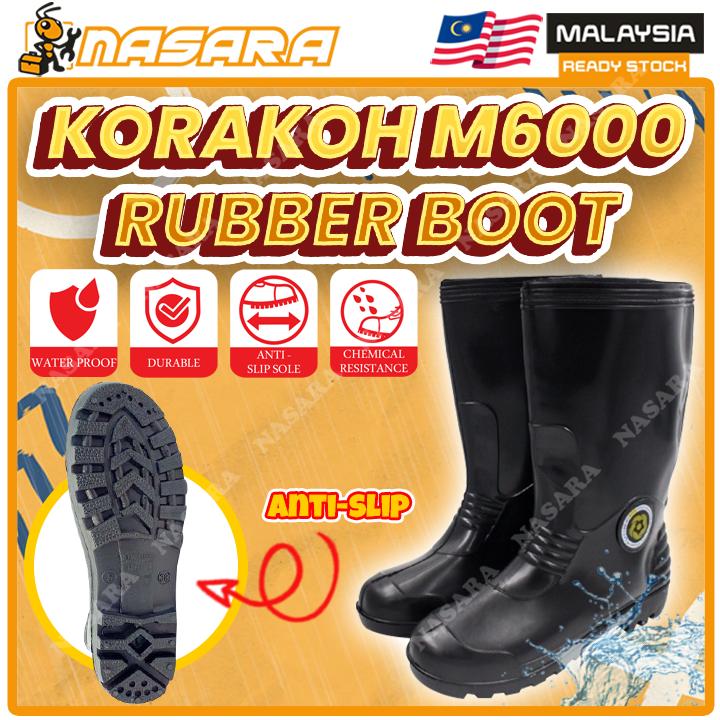 Nasara Korakoh M6000 Black PVC Rubber Safety Boots Highcut Waterproof ...